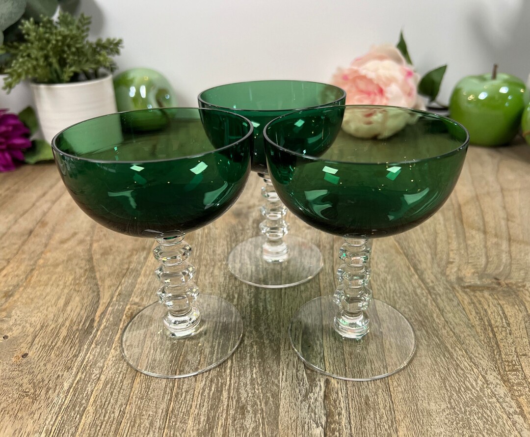 Tiffin Killarney Green Glass Set of 3 - Etsy