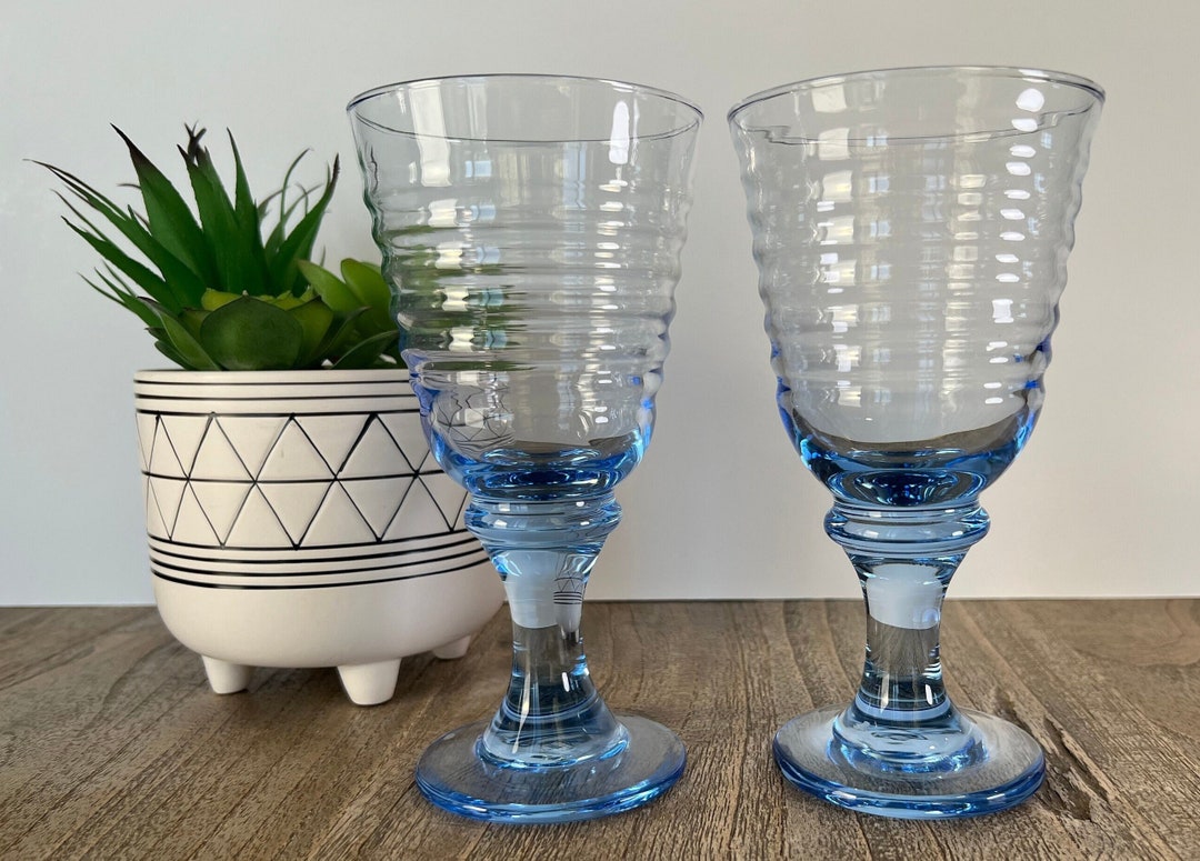 Vintage Libbey Blue Beehive Glass Set - Etsy