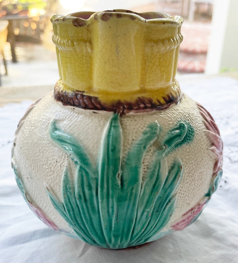 19th Century Antique Samuel Lear Majolica Pond Lily and Rope Pattern ...