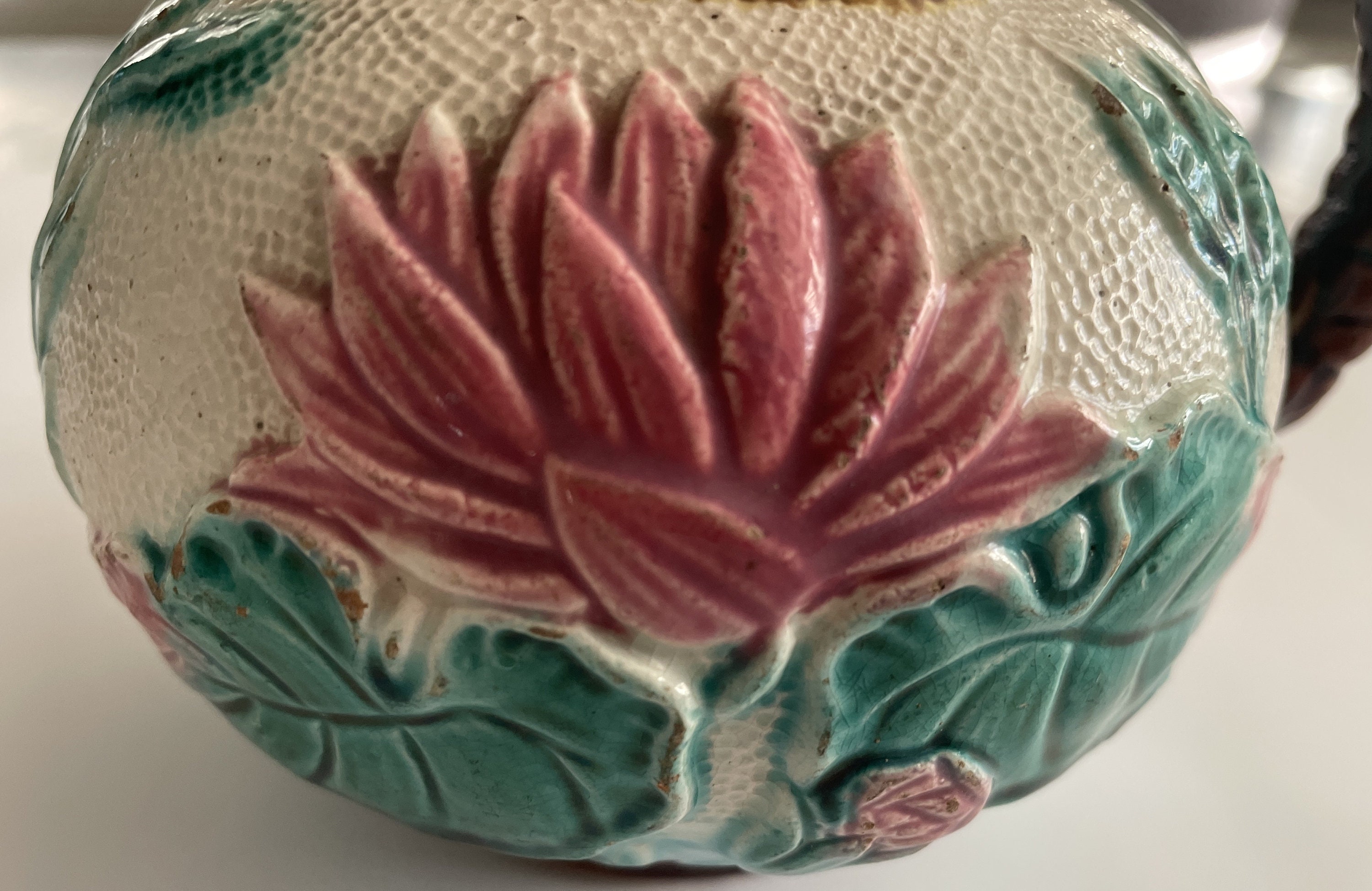 19th Century Antique Samuel Lear Majolica Pond Lily and Rope Pattern ...