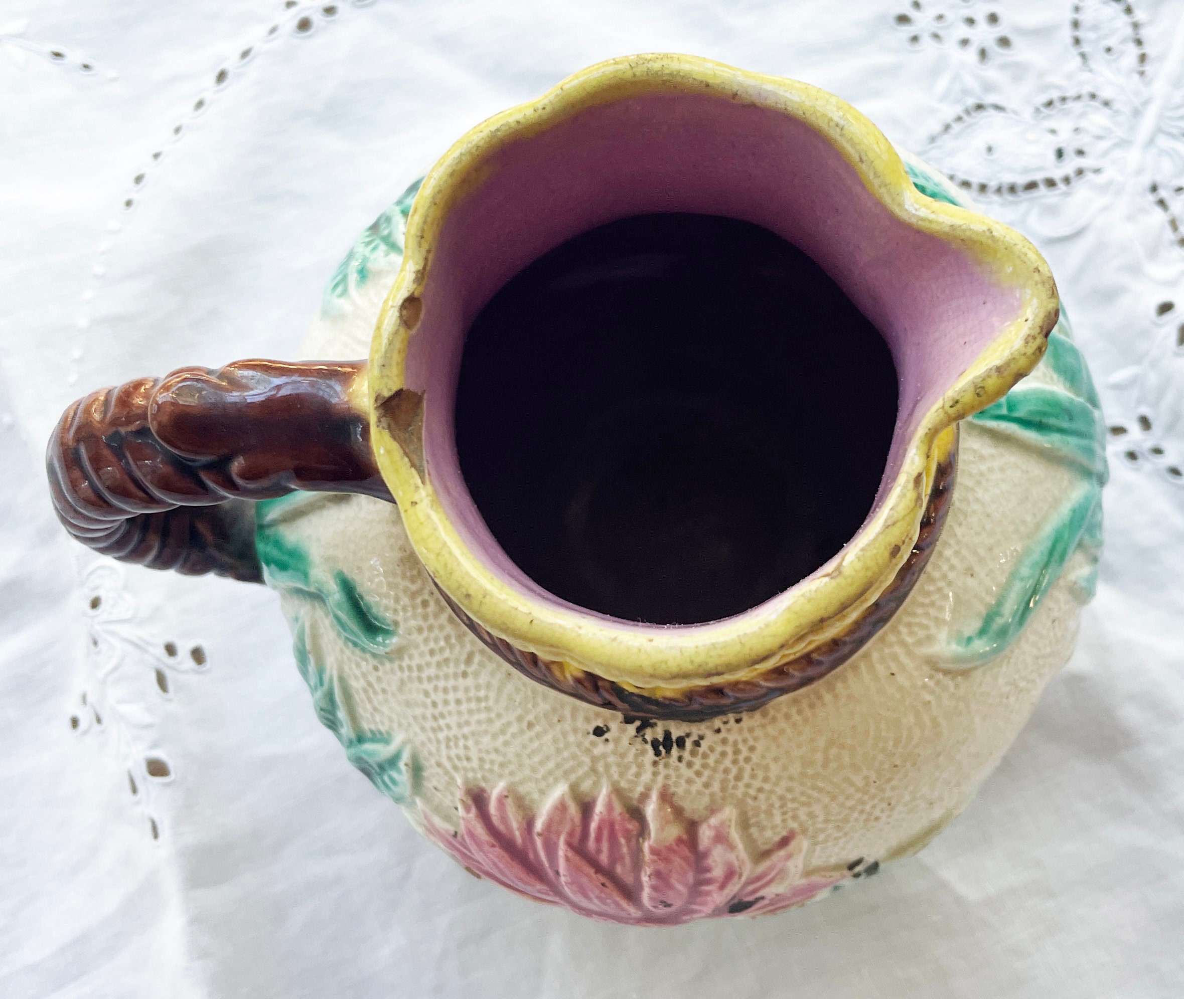 19th Century Antique Samuel Lear Majolica Pond Lily and Rope Pattern ...