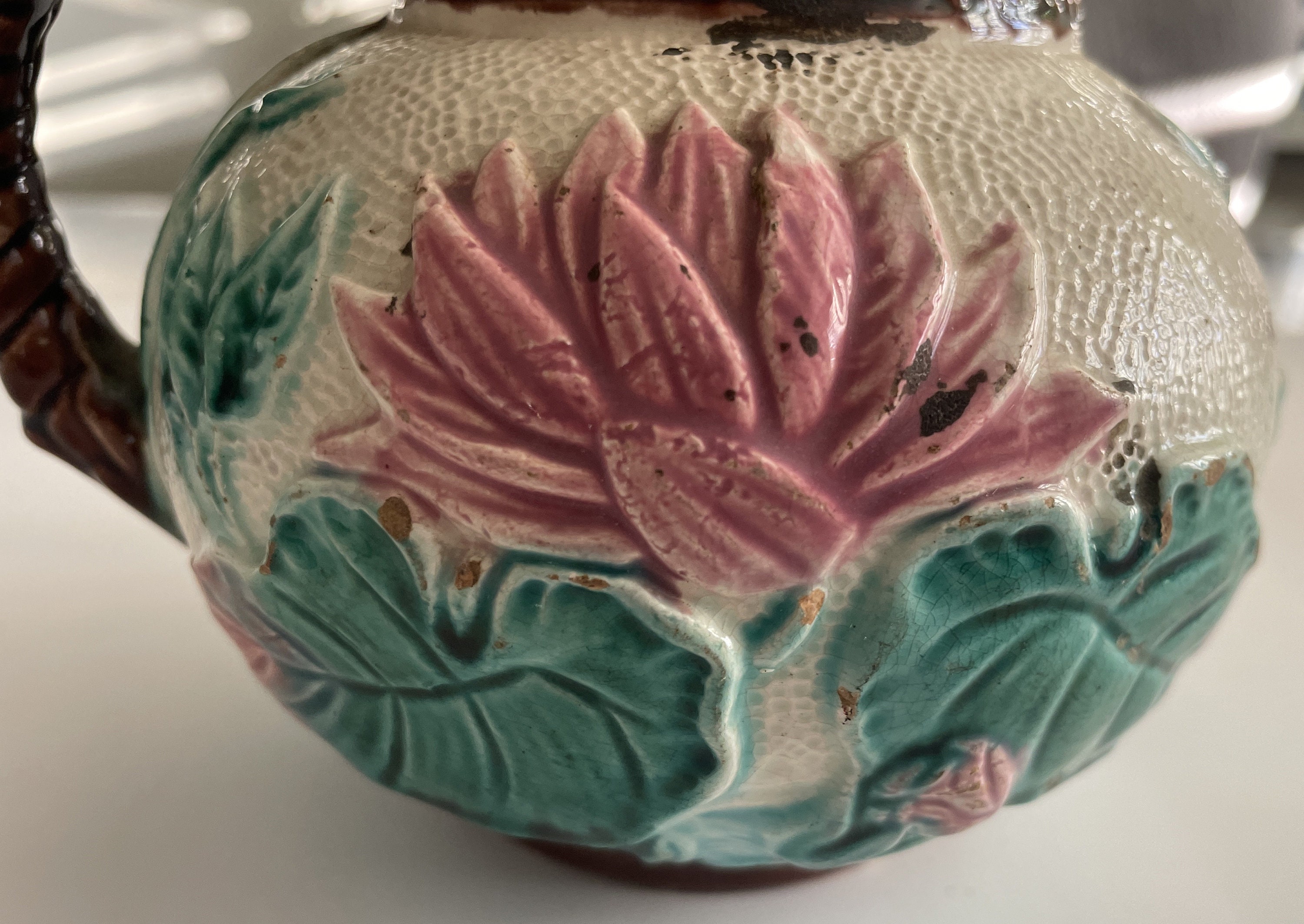 19th Century Antique Samuel Lear Majolica Pond Lily and Rope Pattern ...