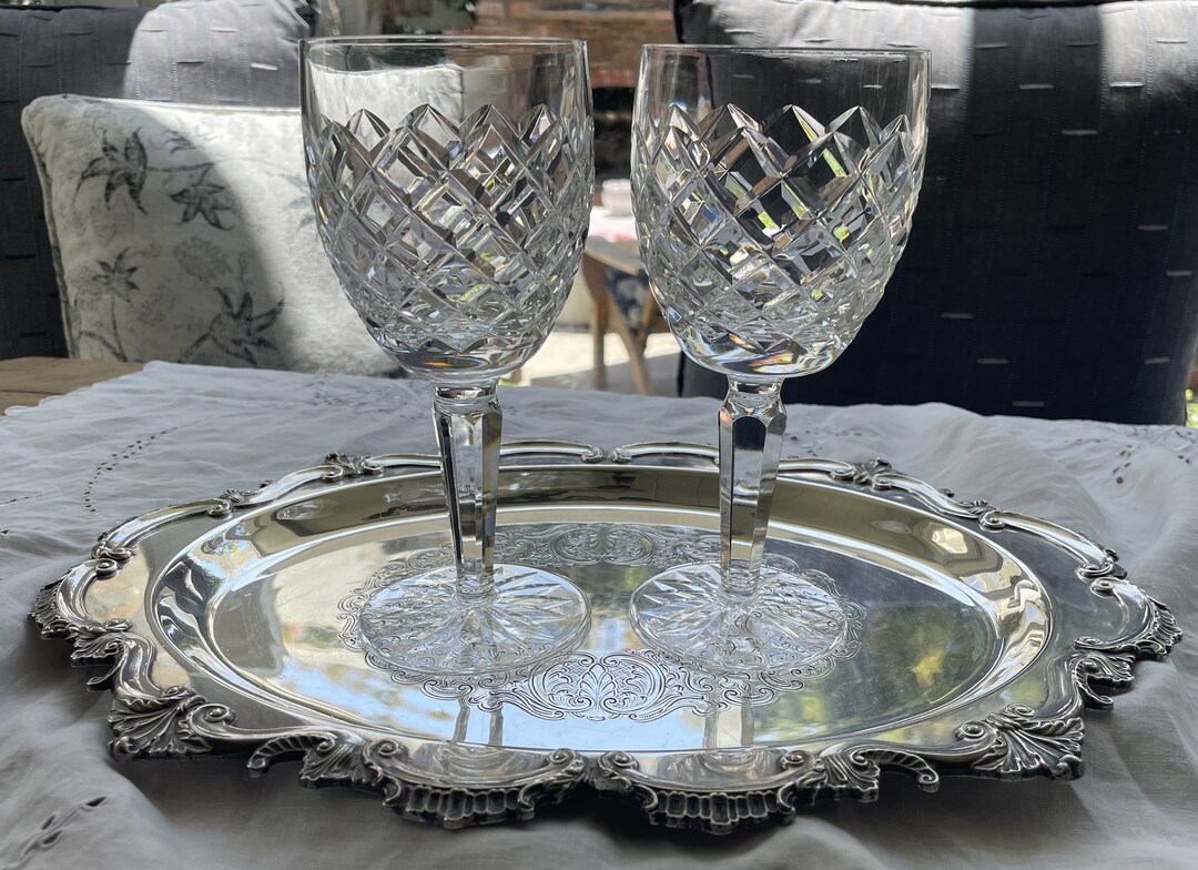 Vintage Set of Two Waterford Cut Crystal Water Goblets in the Comeragh ...