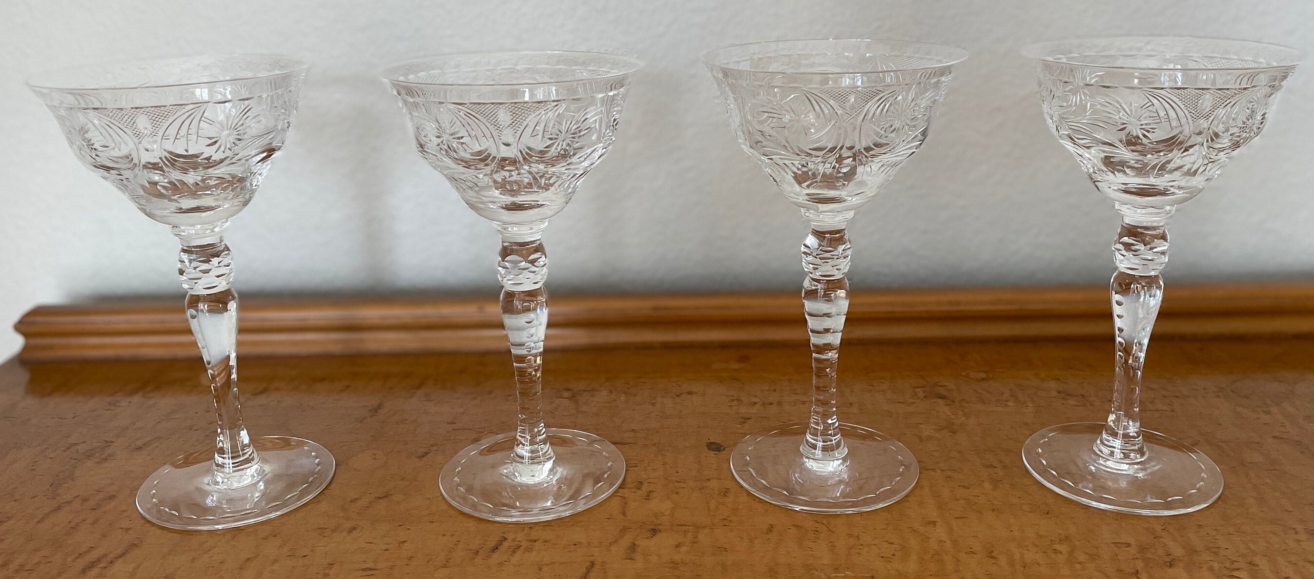 Vintage Hawkes Crystal Champagne Glasses, Signed Set of Four - Etsy