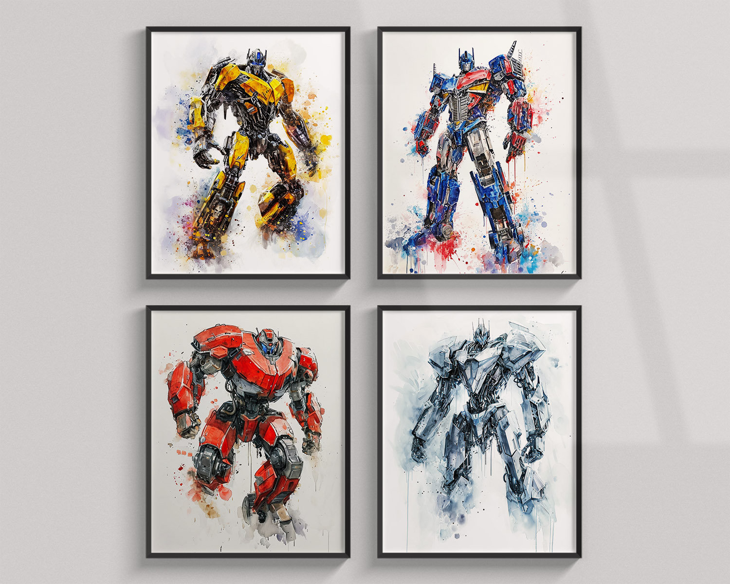 Set of 4 Watercolor Transformers Print, Digital Download, Wall Art ...