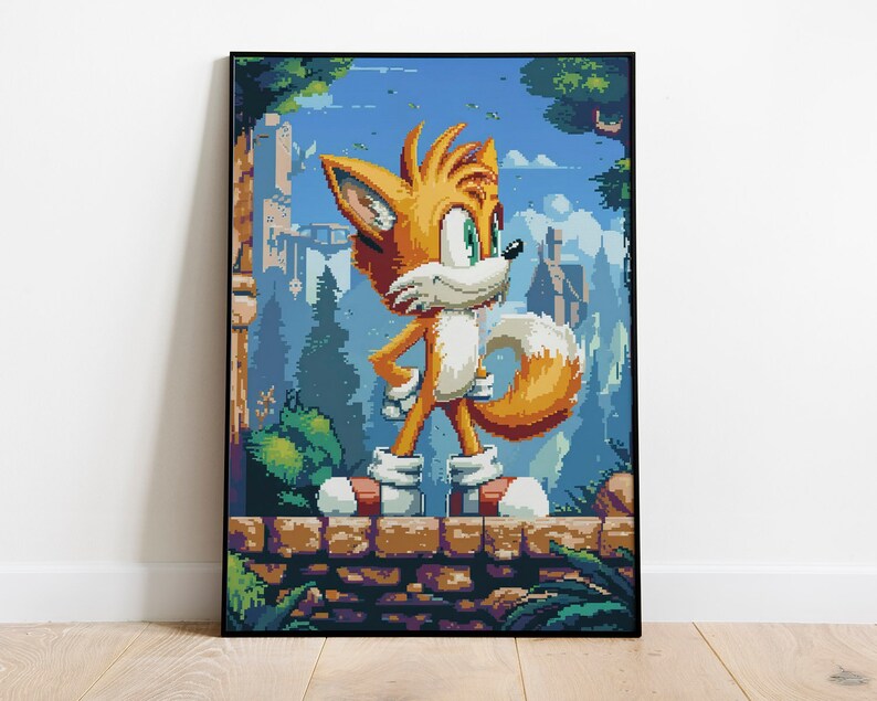 Set of 4 Sonic Hedgehog Prints, Pixel Art Posters, Game Poster ...