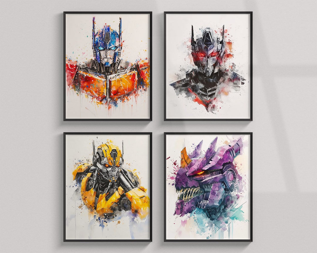 Set of 4 Watercolor Transformers Print, Digital Download, Wall Art ...