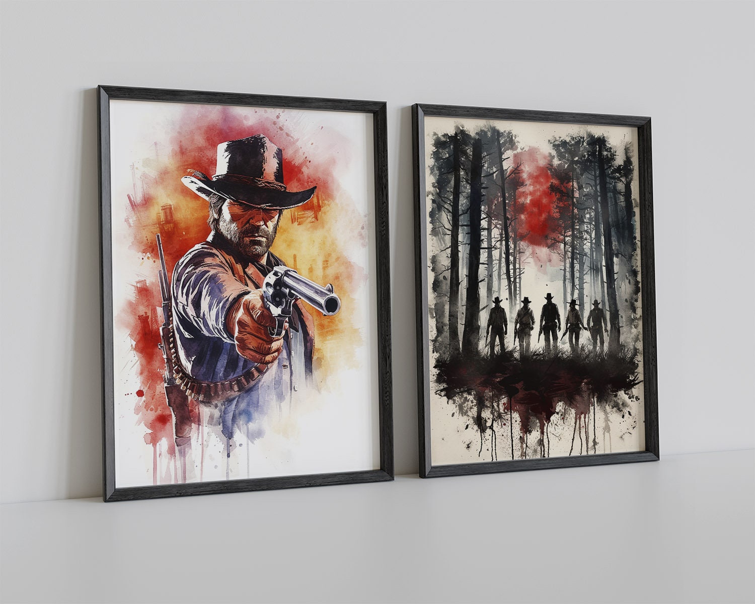 Read Dead Redemption Watercolor Prints, Set of 4 Western Cowboy Poster ...