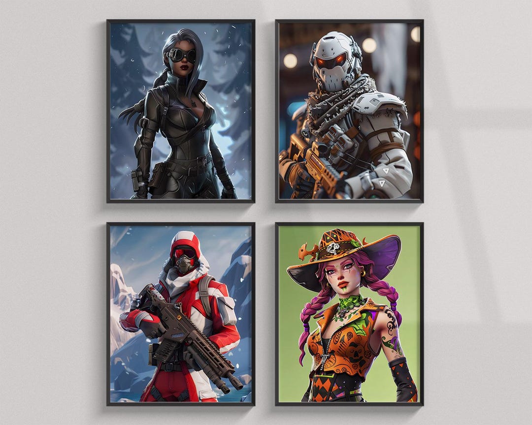 F-nite Prints, Set of 4 Exclusive Fort Skins, Watercolor Posters, Video ...