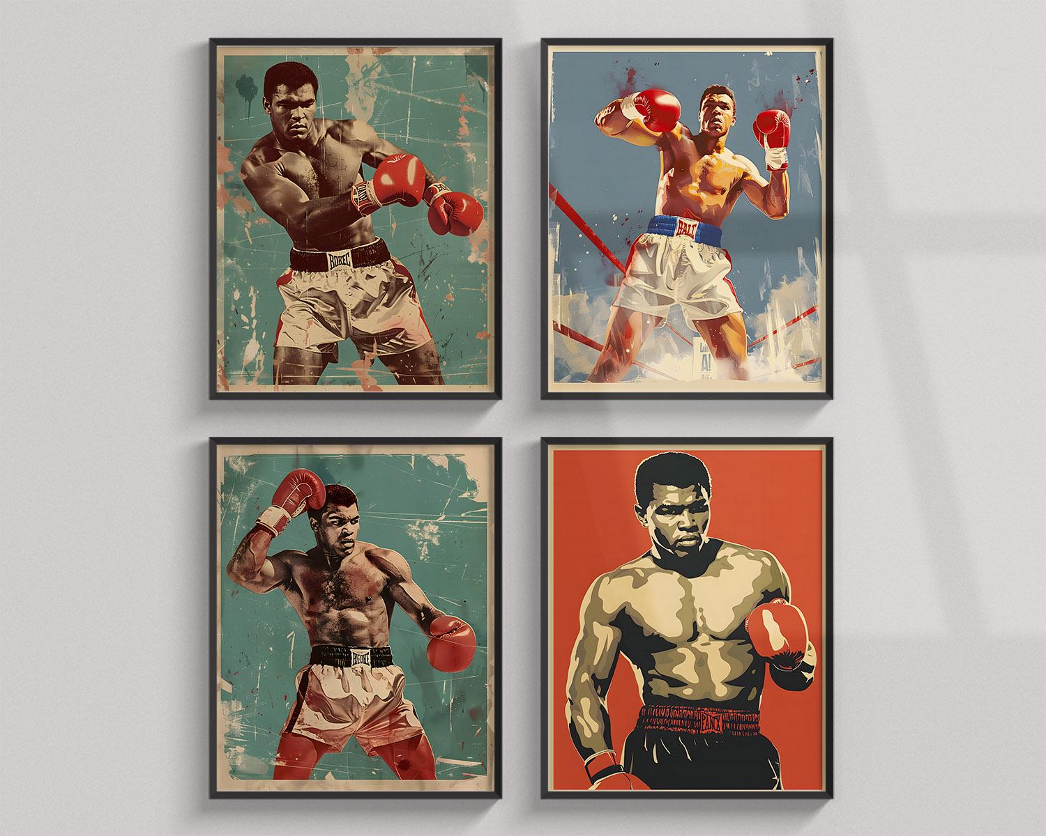 Set of 4 Boxing Retro Posters Printable, Muhammad Ali Legend Boxer ...