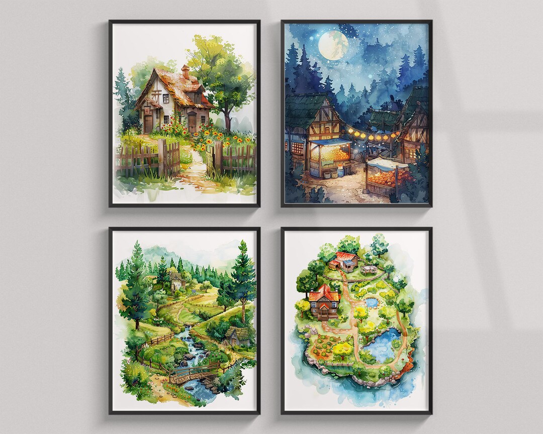 Stardew Valley Posters Printable, Set of 4 Watercolor Video Game Prints ...