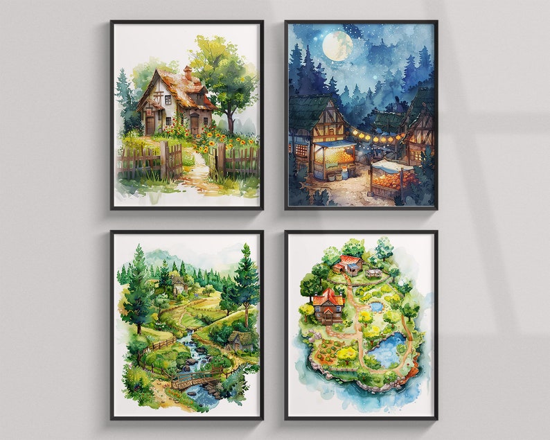 Stardew Valley Posters Printable, Set of 4 Watercolor Video Game Prints ...
