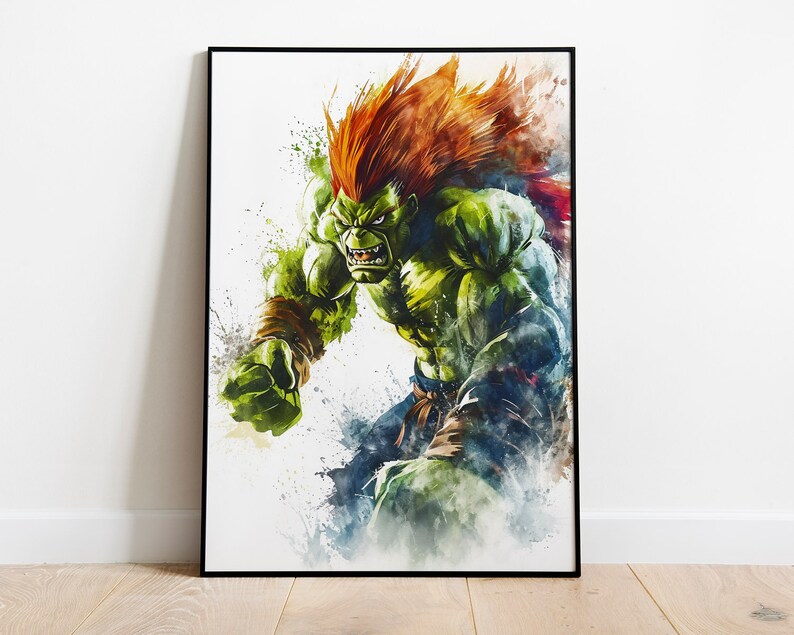 Street Fighter Posters, Set of 4 Watercolor Prints, Chun Li, Blanka ...