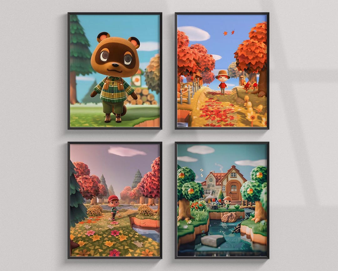 Animal Crossing New Horizons Poster, Set of 4 Watercolor Video Game ...