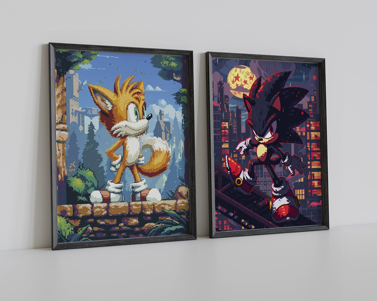 Set of 4 Sonic Hedgehog Prints, Pixel Art Posters, Game Poster ...