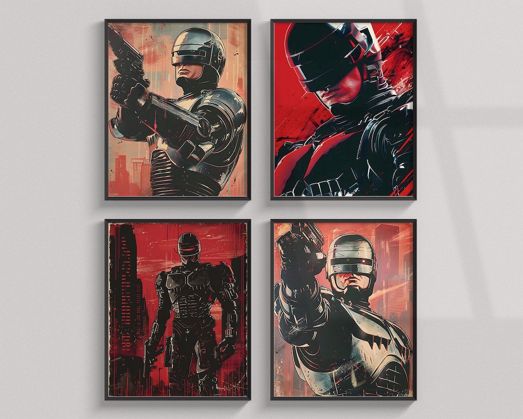 Set of 4 Robocop Movie Retro Posters, Alex Murphy Poster, Digital ...