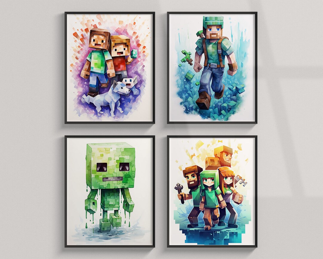 Minecraft Poster Set Wall Art Nursery Decor Creeper - Etsy
