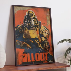 Set of 4 Fallout Retro Posters, Power Armor Prints, Video Game Poster ...