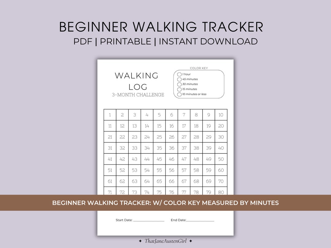 Beginner Walking Tracker 8.5 X 11 in Printable Color-coded Walking ...