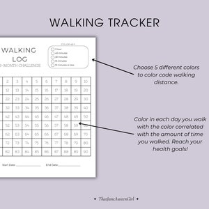 Beginner Walking Tracker 8.5 X 11 in Printable Color-coded Walking ...
