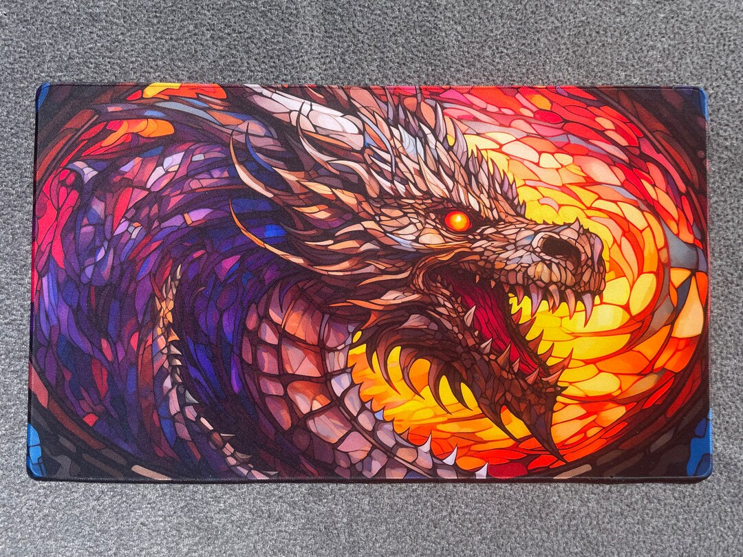 Stained Glass Dragon Head Playmat - Etsy
