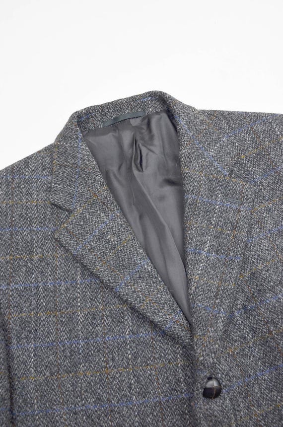 HARRIS TWEED Vintage Tweed Grey Plaid Blazer Sport Co… - Gem