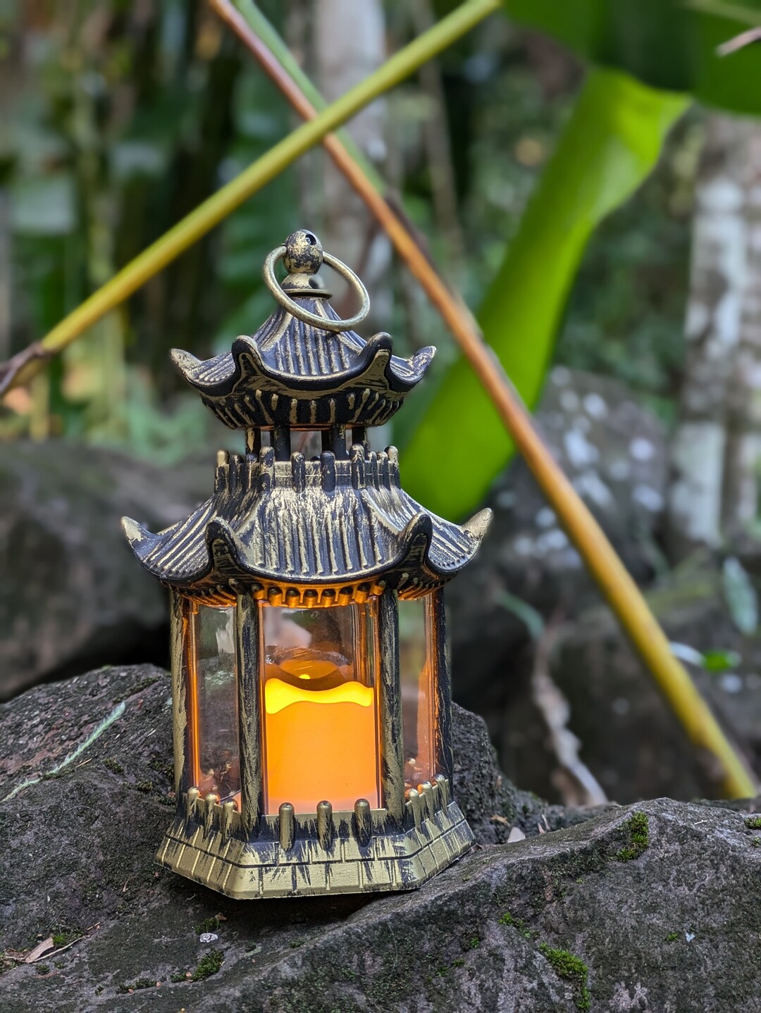 Tiki Style Pagoda Lantern | Asian Japanese Chinese Battery Operated ...