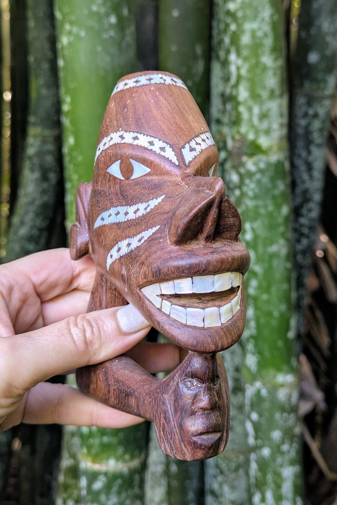Polynesian Wood Carved Figure | Solomon Islands Vintage Tiki Decoration ...