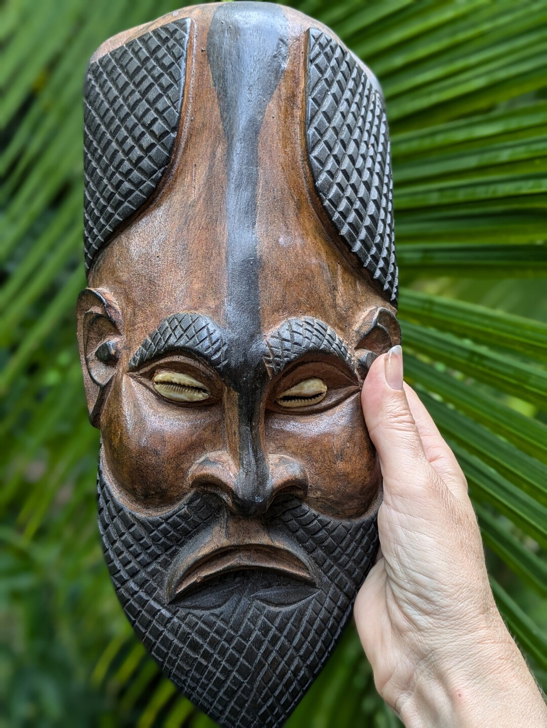 Vintage Tiki Decoration | Polynesian Carved Wooden Tiki Mask | Tribal ...