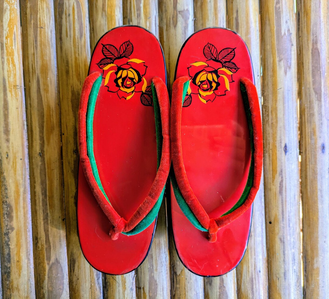 Japanese Sandals Vintage Geta Lacquer Asian Elevated Thong Sandals for ...