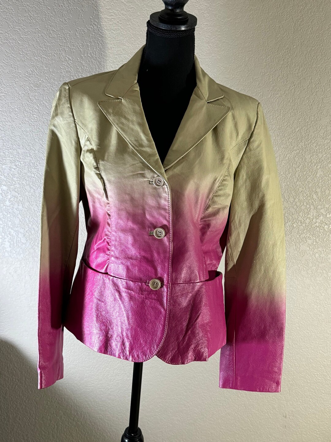 Metro Style Leather Jacket and Pants Beige to Pink Ombré - Etsy