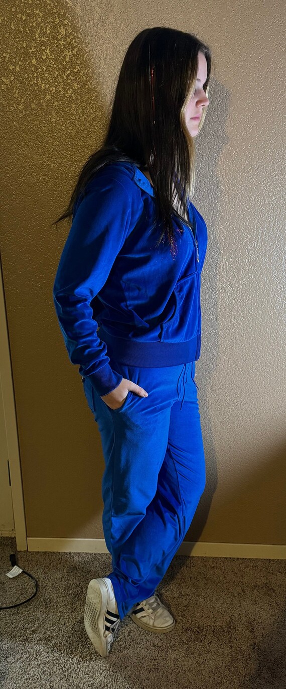 Royal Blue Velvet Tracksuit Gem