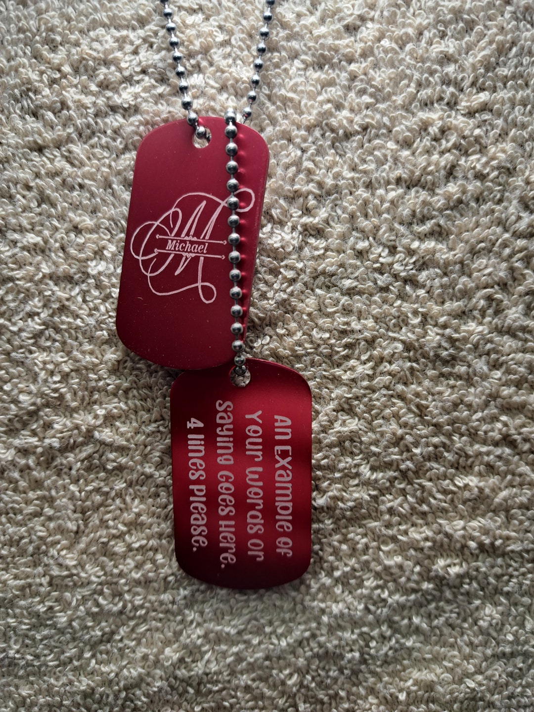 Custom Personalized Red Military-style Dog Tags - Etsy