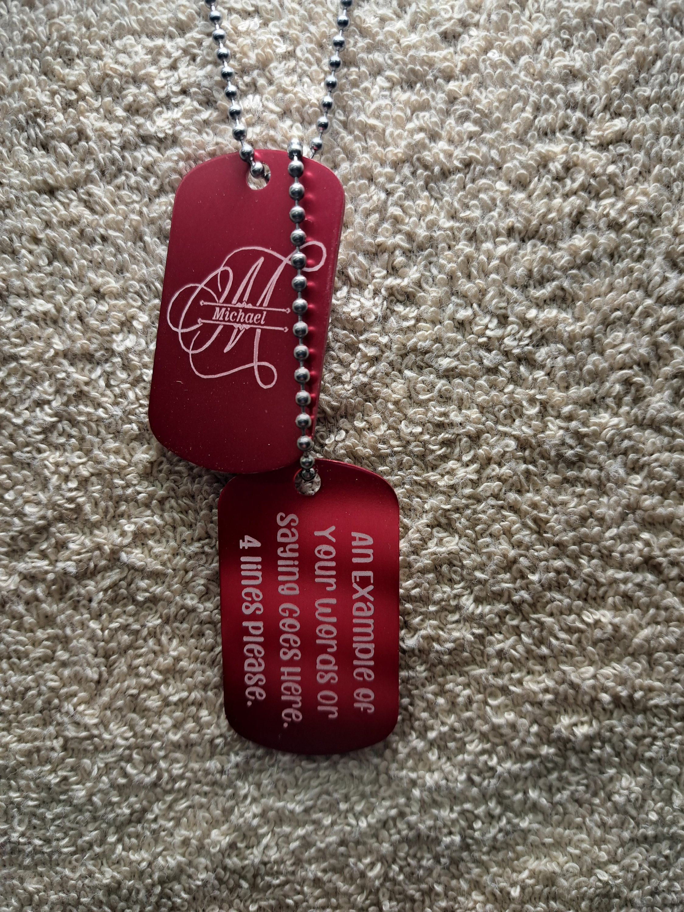 Custom Personalized Red Military-style Dog Tags - Etsy