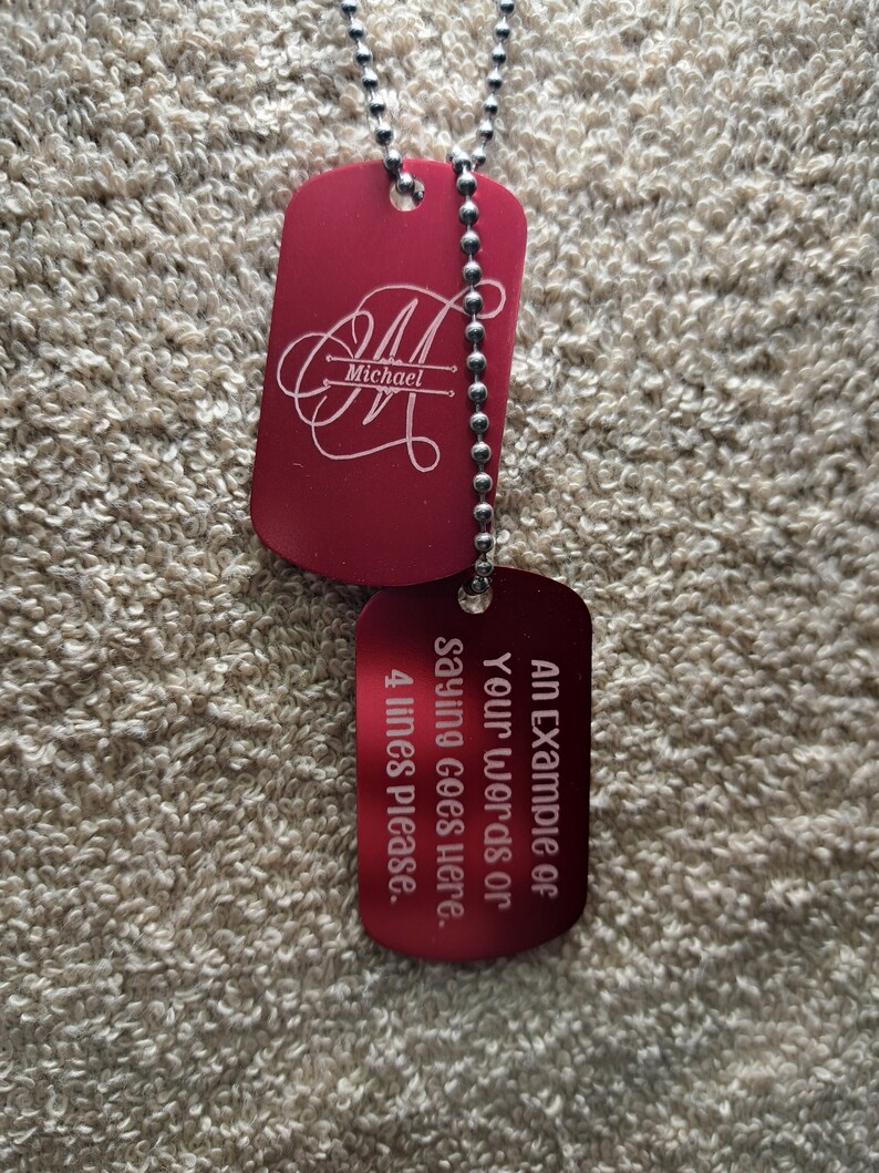 Custom Red Dog Tag Set | Personalized Military Style Tags | Memorial ...