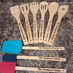 Personalized Bamboo Utensil Set 9pc | Engraved Kitchen Tools | Chef ...