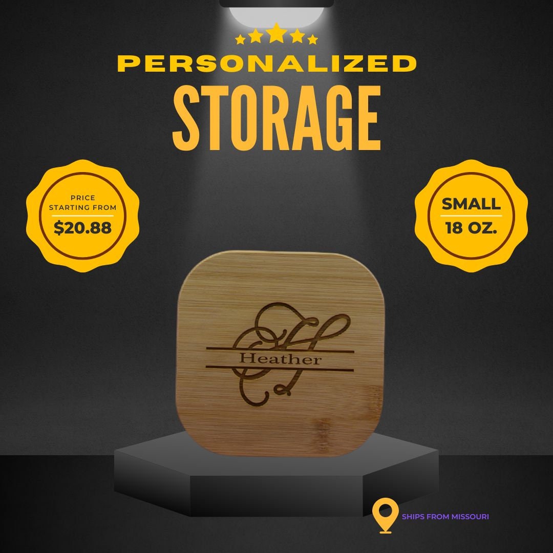 Personalized 18oz Storage Container With Bamboo Lid, Laser Engraved ...
