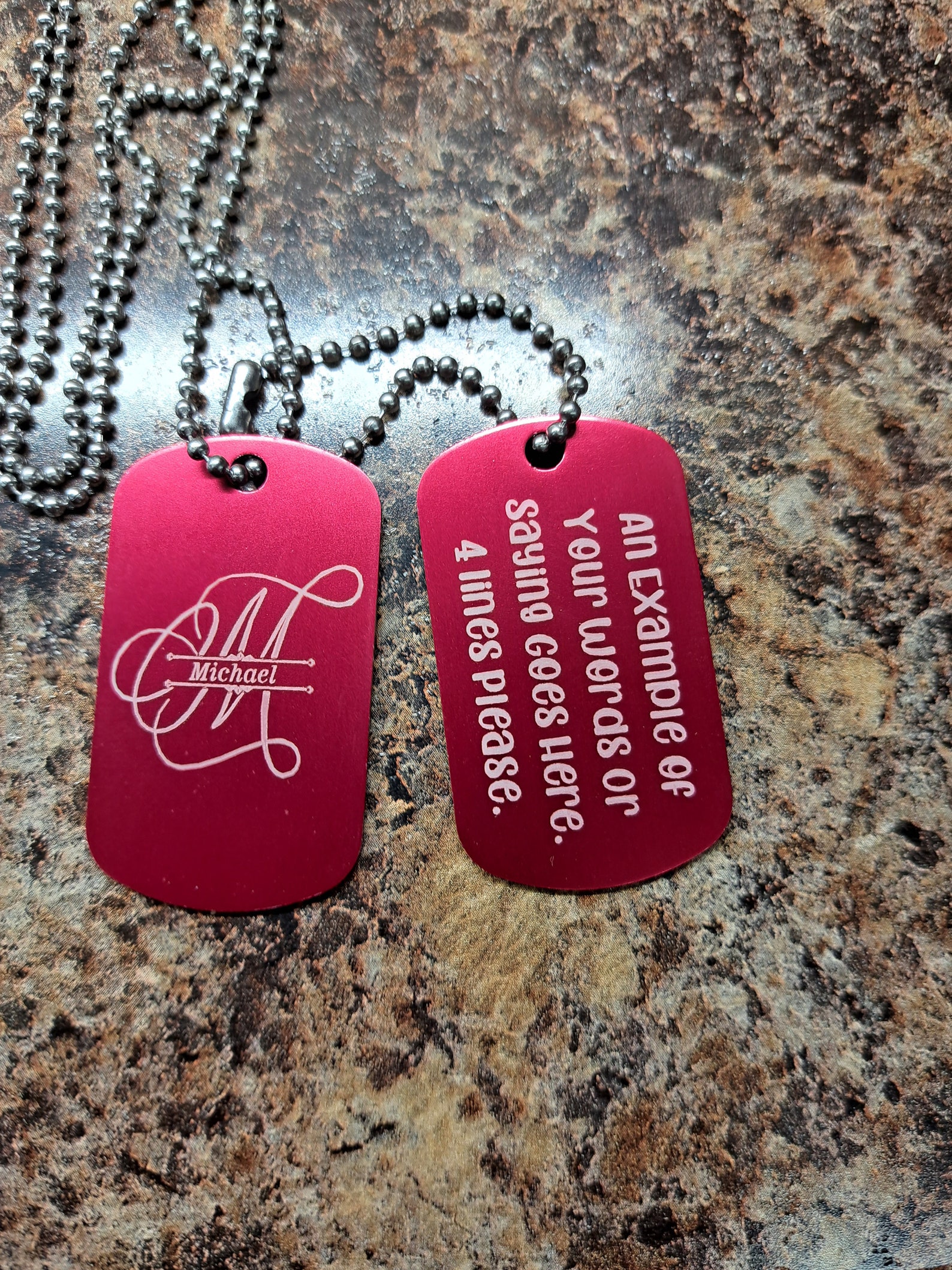 Custom Red Dog Tag Set | Personalized Military Style Tags | Memorial ...