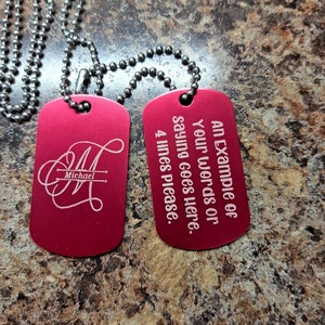 Custom Red Dog Tag Set | Personalized Military Style Tags | Memorial ...