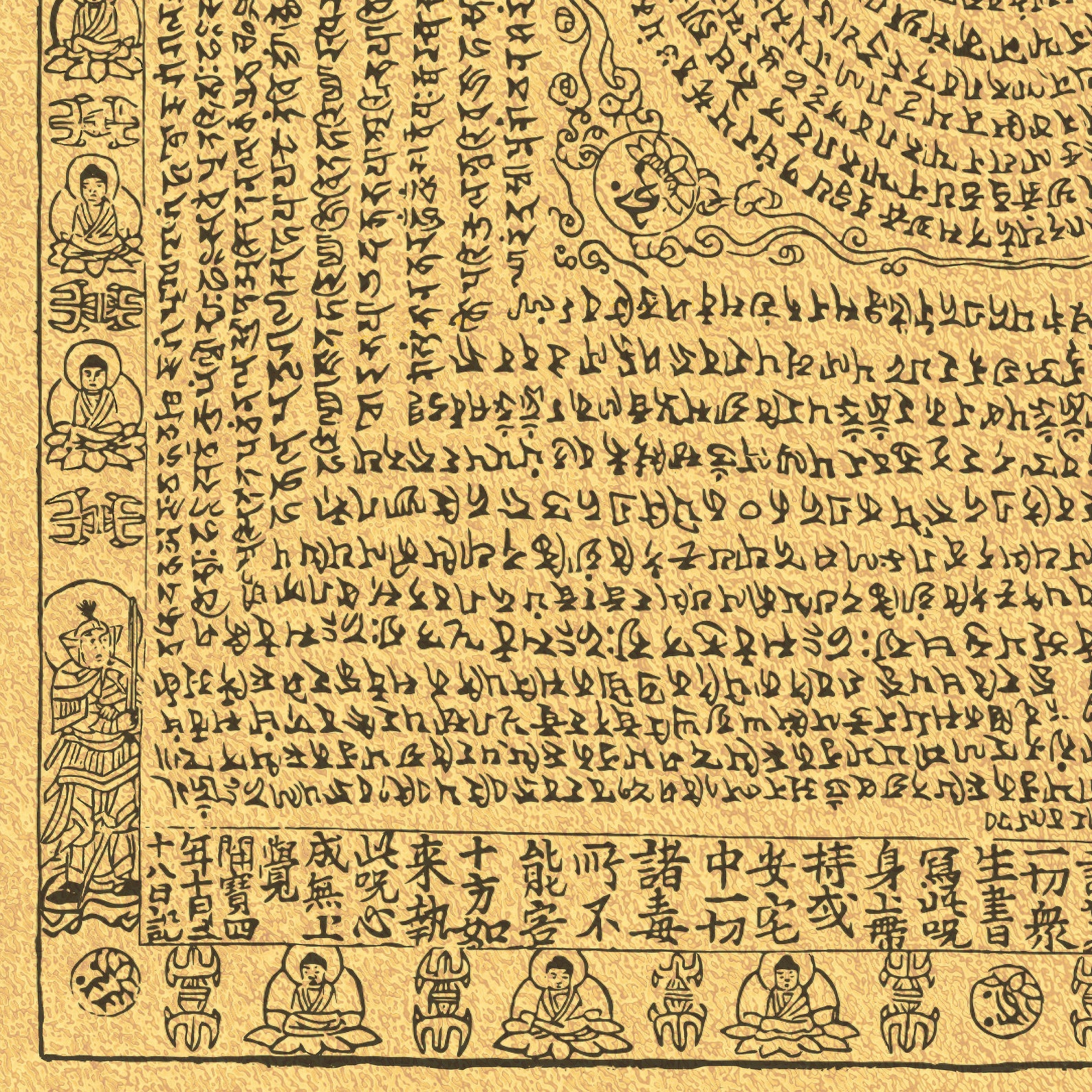 Shurangama Mantra Sanskrit Mandala Poster Vintage Print, Written in ...