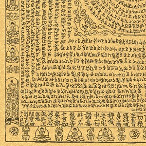 Shurangama Mantra Sanskrit Mandala Poster Vintage Print, Written in ...