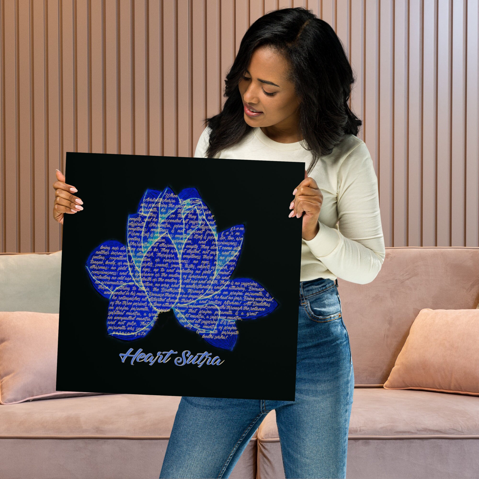 Heart Sutra With Blue Lotus, Buddhist Teachings, Prajna Paramita, Sutta ...