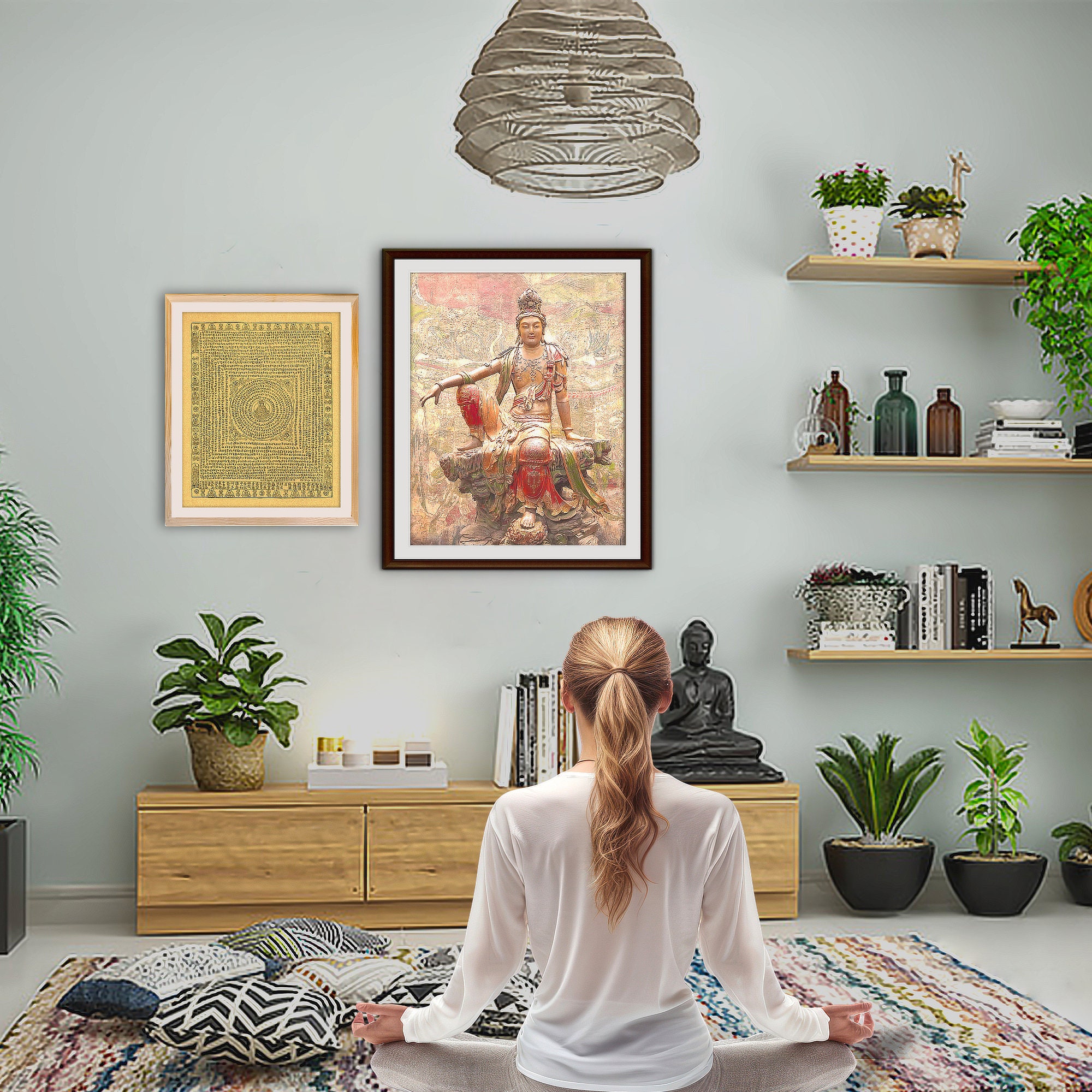 Shurangama Mantra Sanskrit Mandala Poster Vintage Print, Written in ...