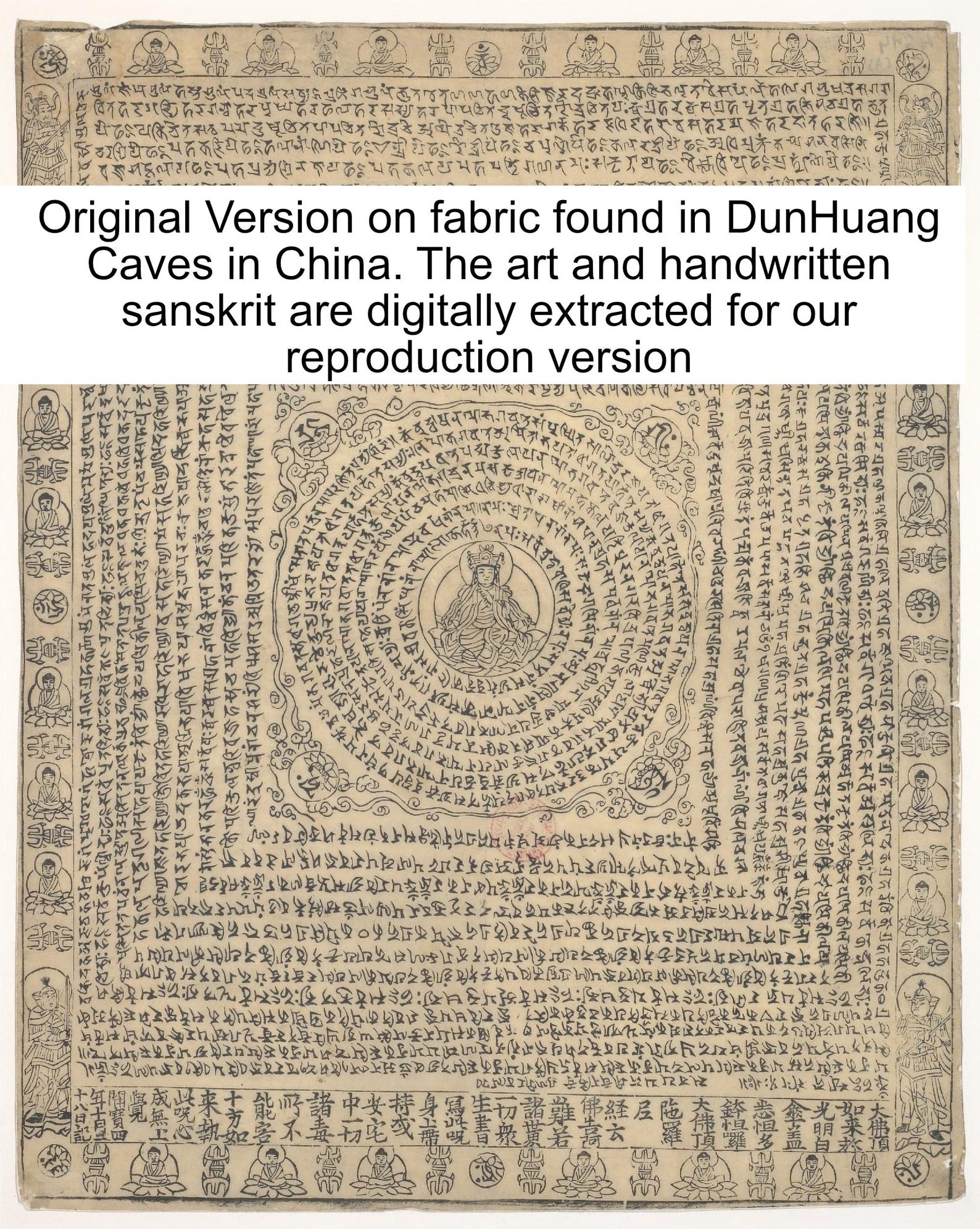 Shurangama Mantra Sanskrit Mandala Poster Vintage Print, Written in ...