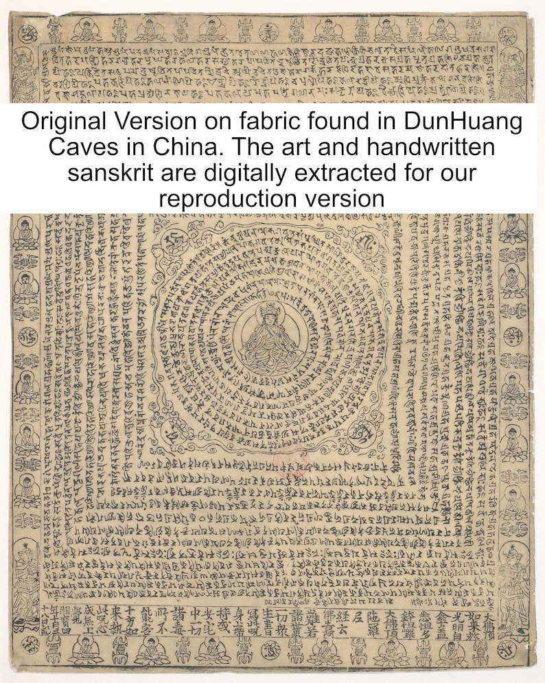 Shurangama Mantra Sanskrit Mandala Poster Vintage Print, Written in ...