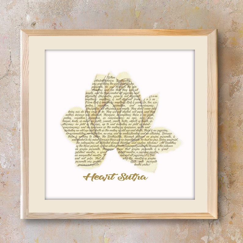 Heart Sutra With Lotus Digital Download, Sutta Scripture Art, Buddhist ...