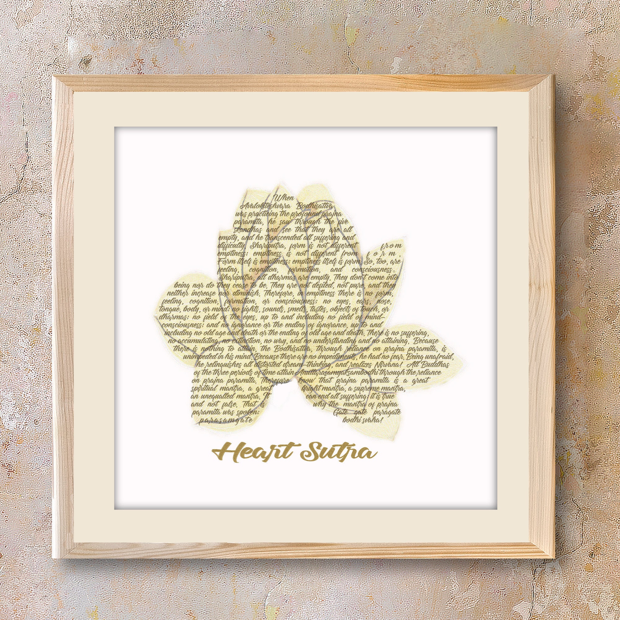 Heart Sutra With Lotus Digital Download, Sutta Scripture Art, Buddhist ...