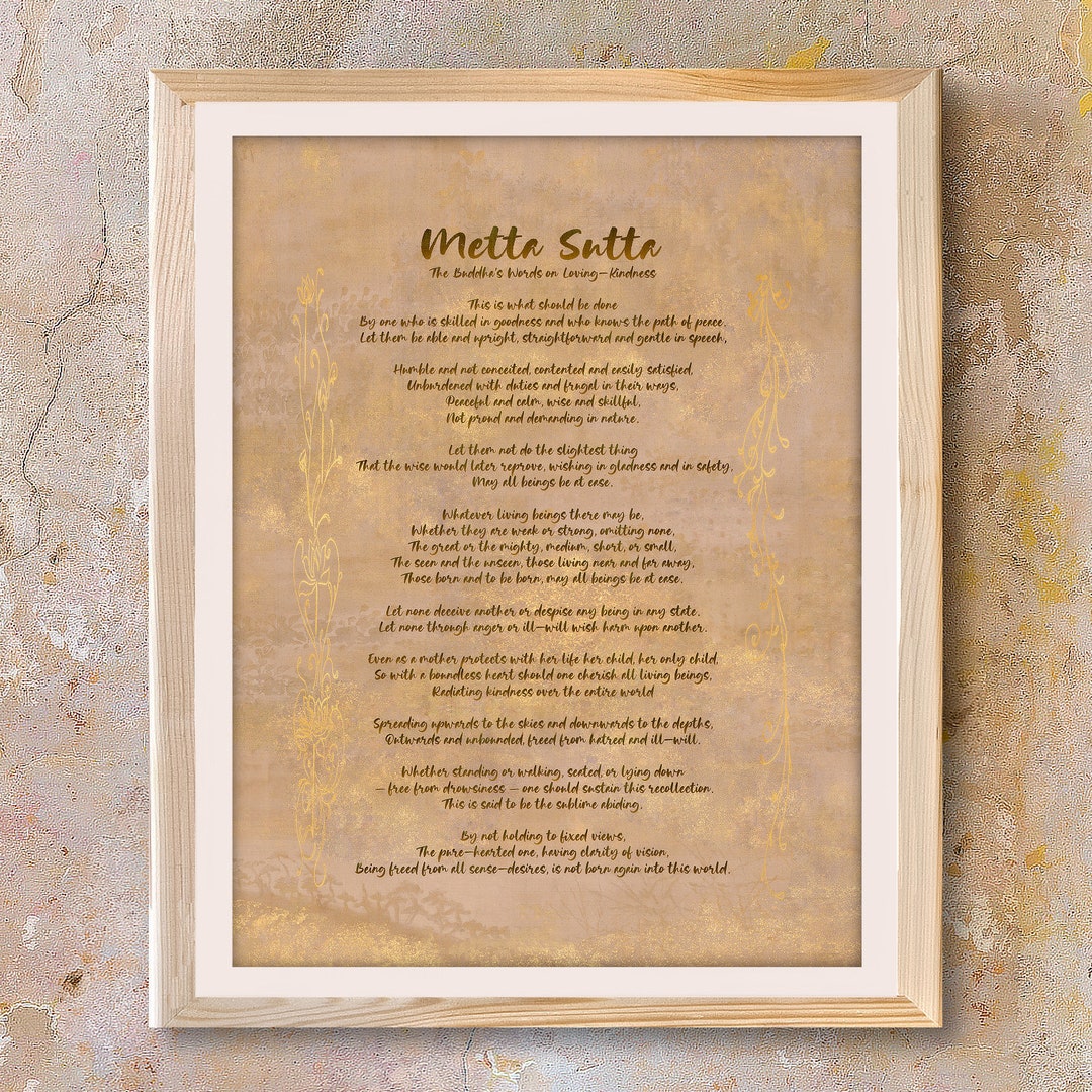 Metta Sutta Poster Art Print, the Buddha's Words on Loving-kindness ...