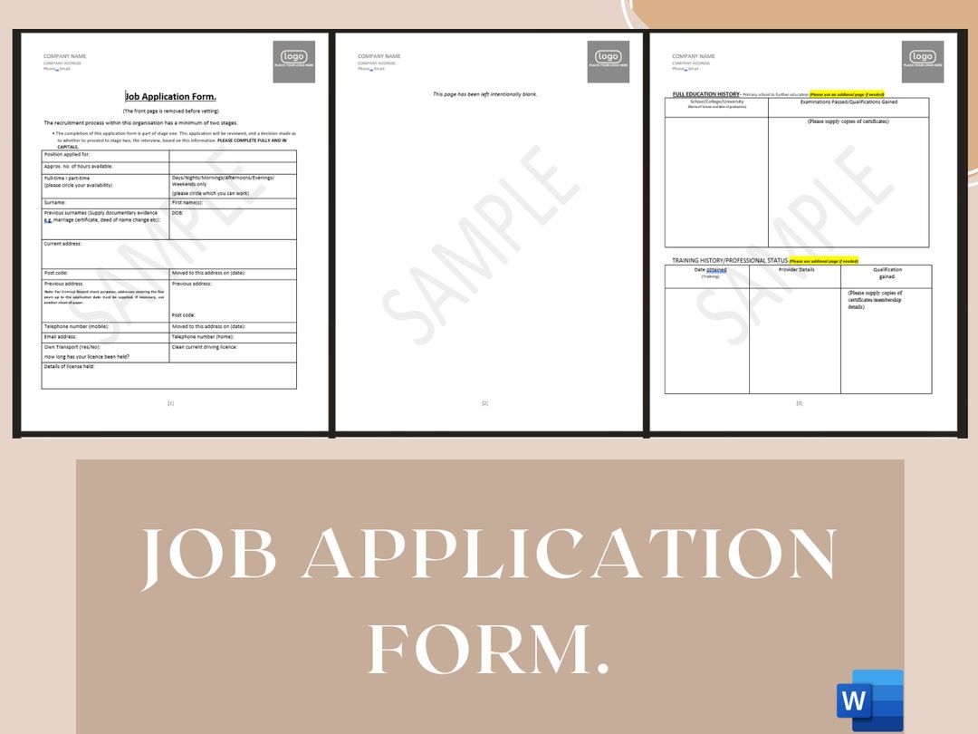 Job Application Form - Healthcare UK - Etsy