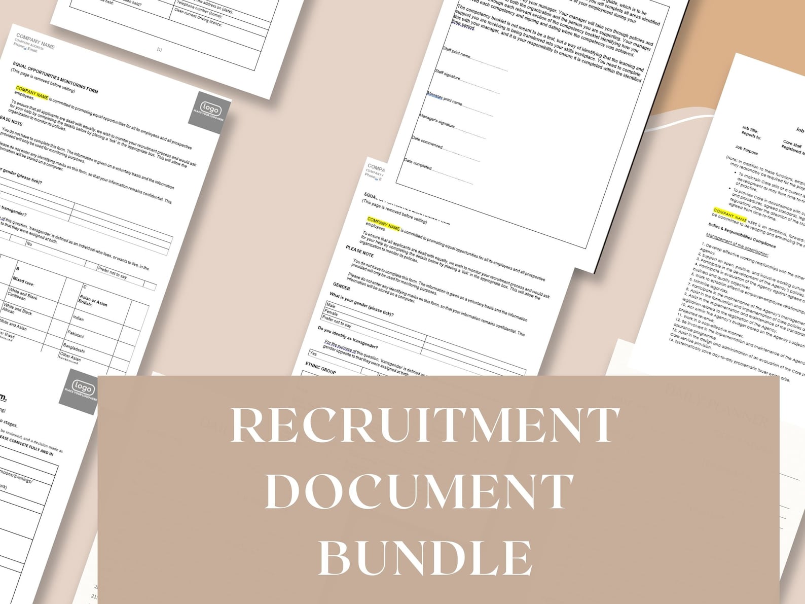 Recruitment Documentation Bundle, Healthcare, Professional Editable ...